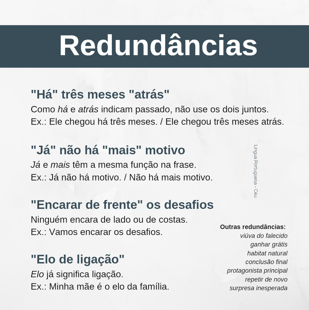Exemplos de Redundâncias