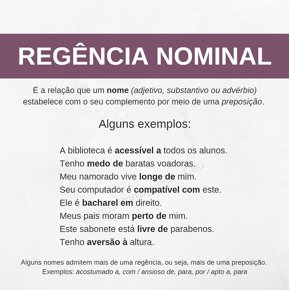 Tabela De Regencia Nominal - FDPLEARN