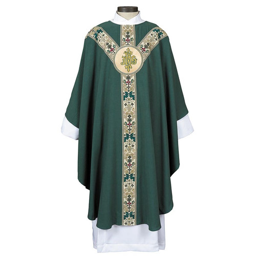 Coronation Collection Semi-Gothic Chasuble Green | chasubles-usa