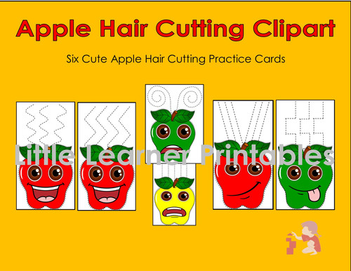 Apple Theme Scissor Practice Cards for Toddlers and Preschoolers