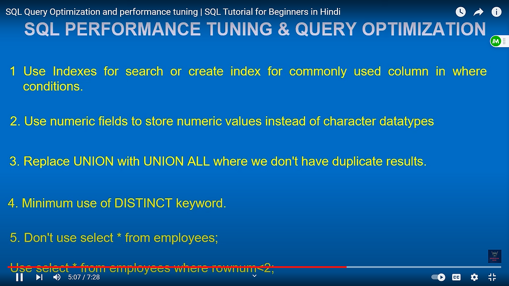 SQL QUERY OPTIMISATION SQL QUERY OPTIMISATION