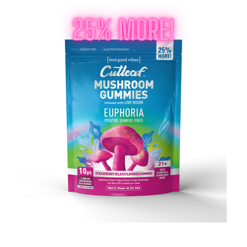 NEW! (25% MORE) CUTLEAF 'EUPHORIA' 1G Mushroom/𝚫9 Blend Gummy DISPLAY ...