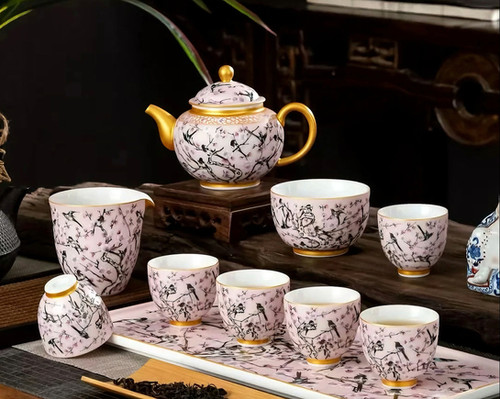 Cloisonné Enamel Joyful Magpie Tea Set | Tea Story