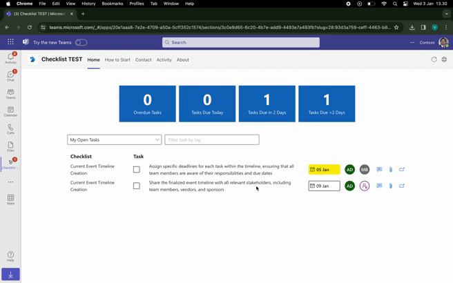 Efficient Task Management with Personal Tab in Checklist for Microsoft Teams