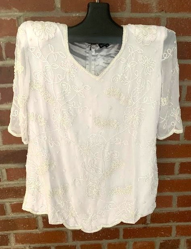 White Beaded Top | Montage/Double Take