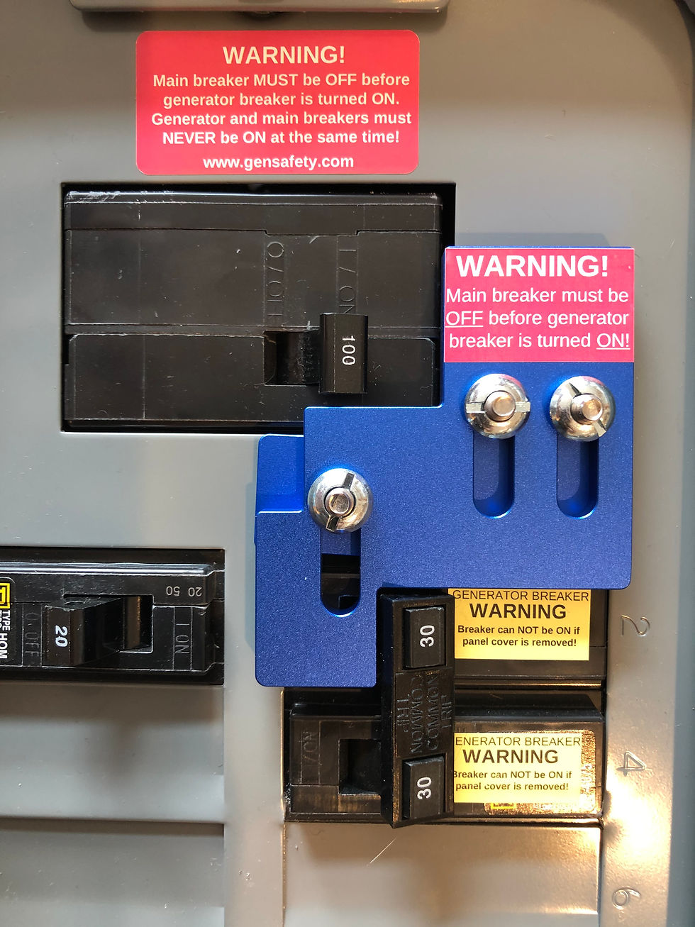 SQD100 Interlock Kit Fits Square D 100 and 125 Amp "Homeline" Panels ...