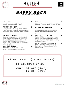 Menu | Relish the Pub | Vancouver