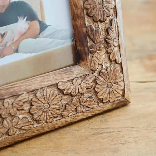 Daisy Carved Mango Wood Frame | The Cloth Fox