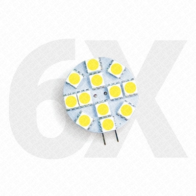 Six (6) Dimmable G4 (Halogen) LED Bulbs, Bi-Pin For Restrictive Areas ...