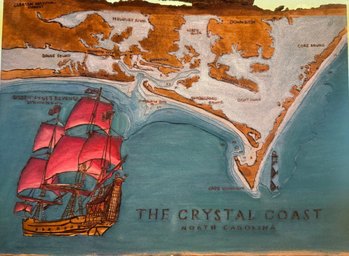 Crystal Coast Handcarved Map | Farrow House Design