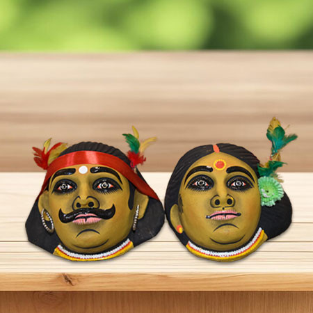 Chhau Mask of West Bengal (Couple Set) | Bangla Canvas