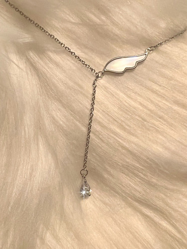 Mother of Pearl Angel Wing Drop Necklace | Alura Cein