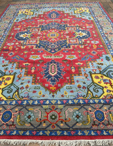 New Modern Plush Colorful Handmade Indian Rug, Persian Heriz Design ...