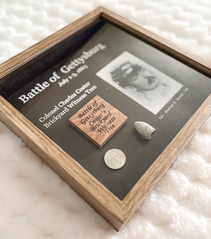 Colonel Charles Coster, USA, Oak Brickyard Witness Tree Shadow Box ...