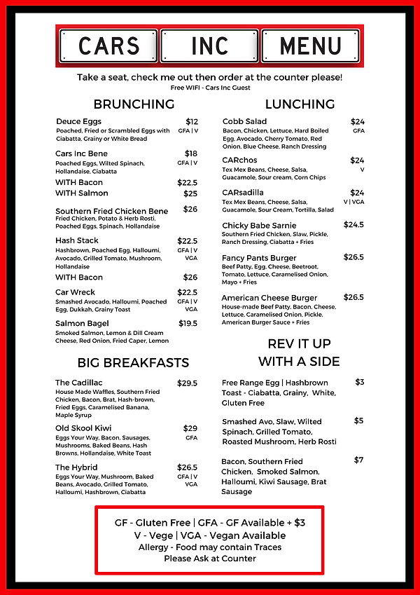 MENU | CARS INC