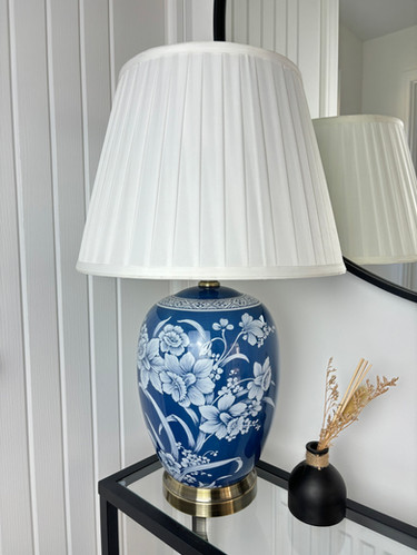 Blue Floral Ceramic Table Lamp | Downton Interiors