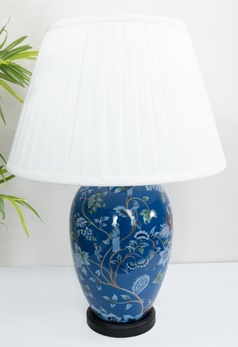 Blue Floral Ceramic Table Lamp | Downton Interiors