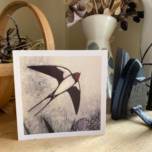 Greetings card. Swallows Return. | Suzi Thompson Printm