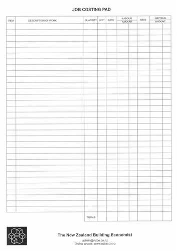 NZBE (50 sheet) Job Costing Pads [5 Pack] | NZBE