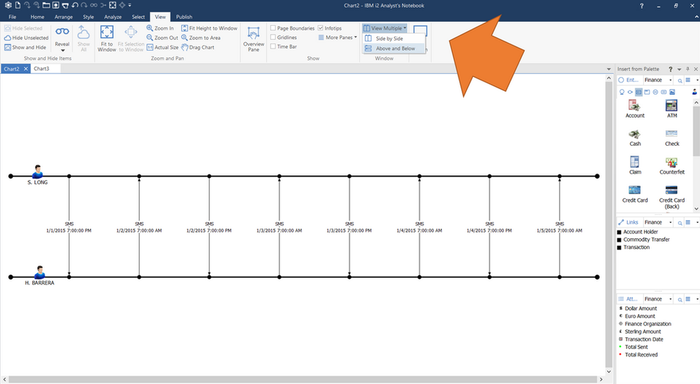 Viewing Multiple Charts in i2 Analysts Notebook