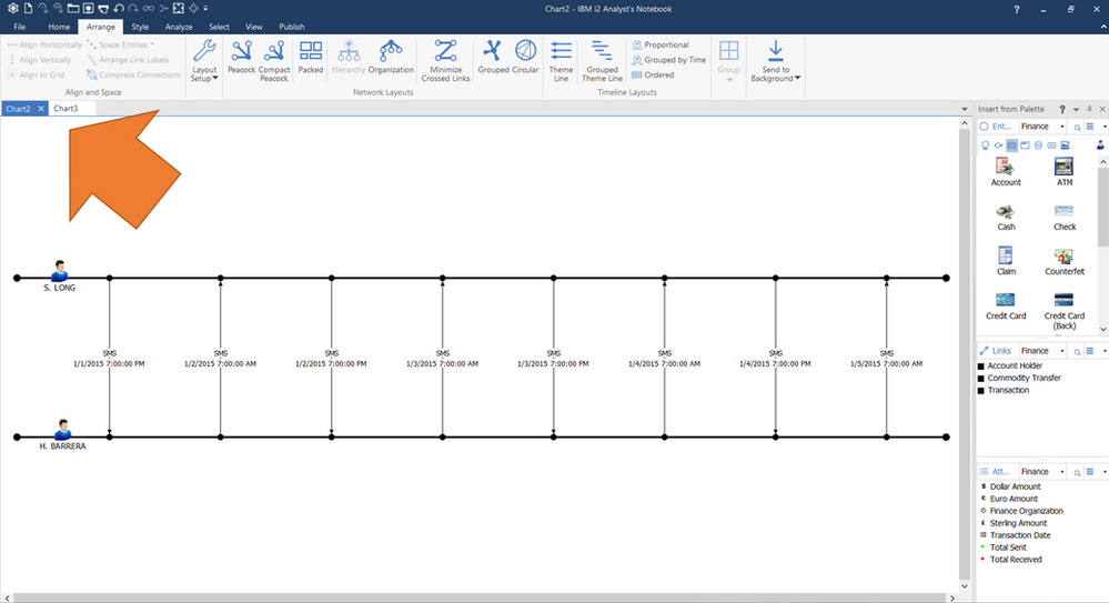Viewing Multiple Charts in i2 Analysts Notebook