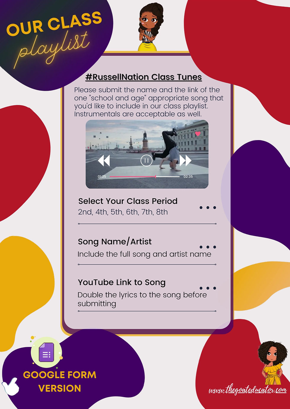 Our Class Playlist [editable Google Forms] | The GOAT Educator