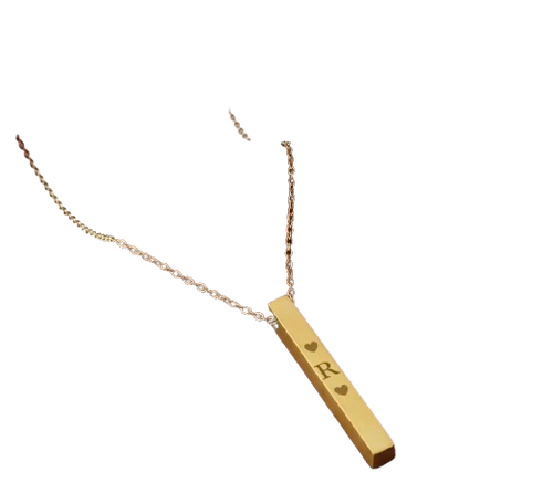 Personalized Cuboid Pendant - Yellow Gold | The Lumhaa Shop