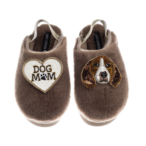 Flatform Cloud Slippers With Ziggy The Beagle & Dog Mum / Mom Brooches ...