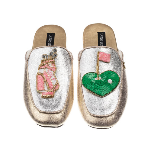 Classic Mules With Golfer Brooches | Laines London