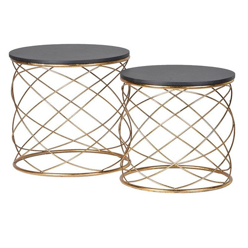 Gold Loop Tables with Black Tops | Hutton House Interiors
