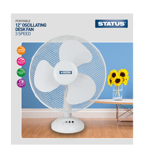 Status 12" High Quality Desk Fan