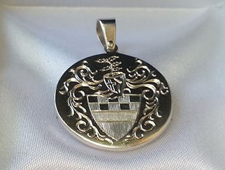 Sterling Silver "Family Crest" Pendant 25mm diameter , 2mm thick ...