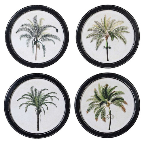 Set of 4 Round Palm Tree Pictures | Hutton House Interiors