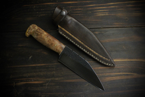 Small Camp Seax and Tooled Leather Sheath | lunarlightforge