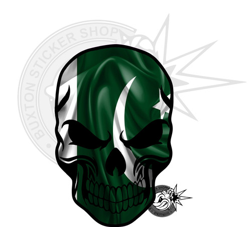 Pakistan Flag Skull Vinyl Sticker Decal Sugar | buxtonstickershop