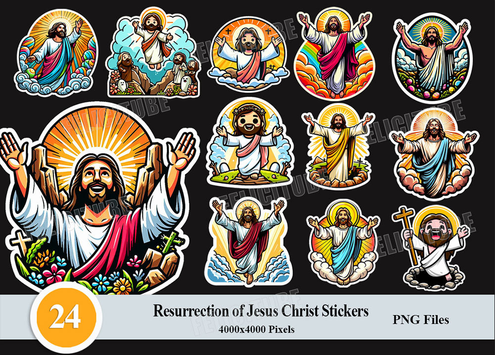 Resurrection of Jesus Christ Stickers Set PNG Files