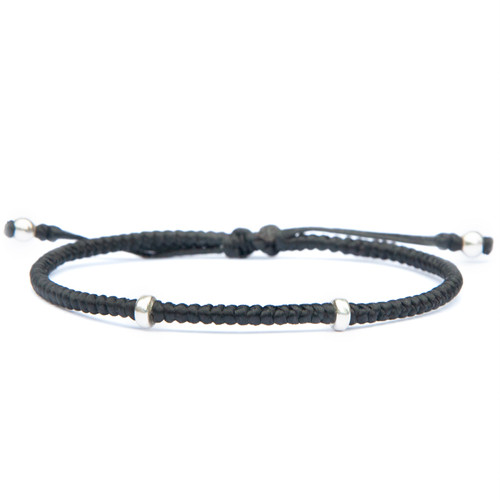 Rounded Thin Silver Bead Rope Bracelet - Harbour UK Bracelets