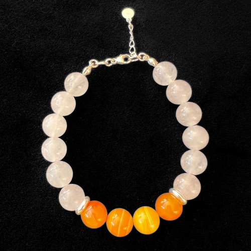 Pulsera Jade - Elegancia Artesanal con Jade Blanco, Ónix Naranja y ...