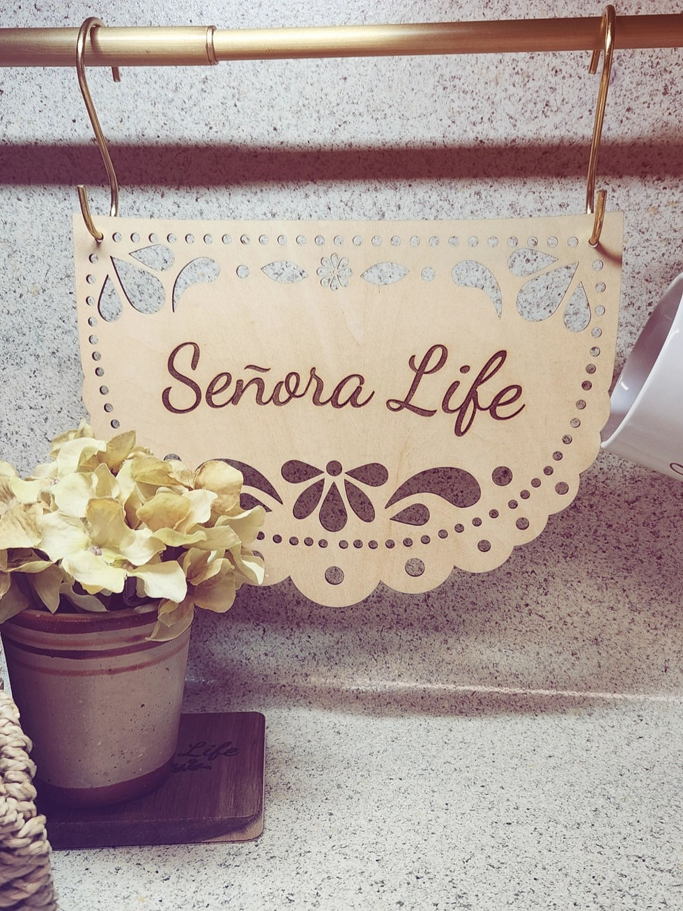 Señora Life wood Papel Picado Sign | Con Amor Queta