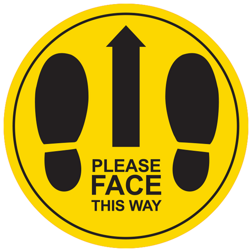 Please Face this Way (Yellow) - Floor Graphic-Circle 17" | ABC ...