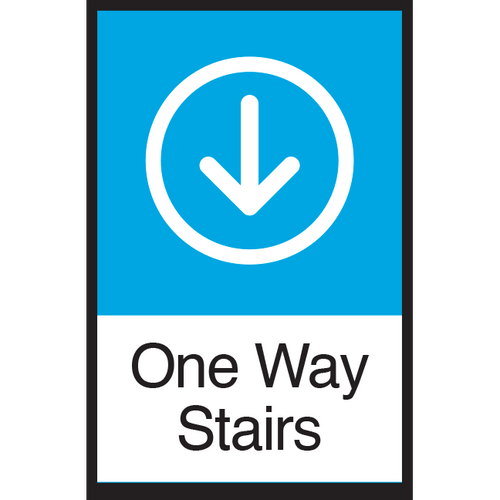 Series 3: One Way Stairs (Down Arrow) - Poster/Sign | ABC Equipment Store