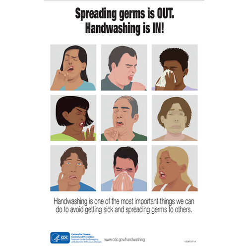 Spreading germs is Out- CDC Official Poster | ABC Equipment Store