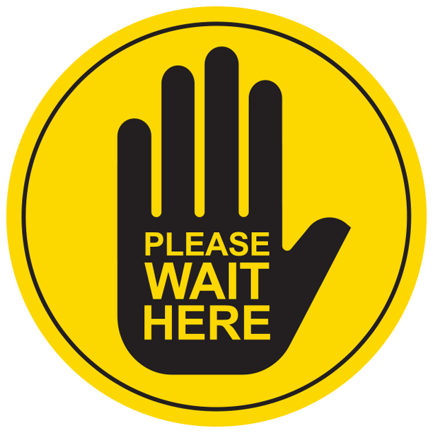 Please Wait Here: Hand (Yellow) - Floor Graphic-Circle 17" | ABC ...