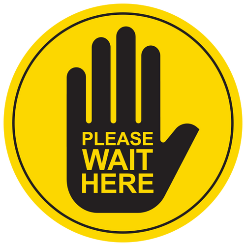 Please Wait Here: Hand (Yellow) - Floor Graphic-Circle 17" | ABC ...