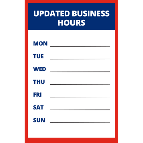 Updated Business Hours (Blank/Fillable) - Poster/Sign | ABC Equipment Store