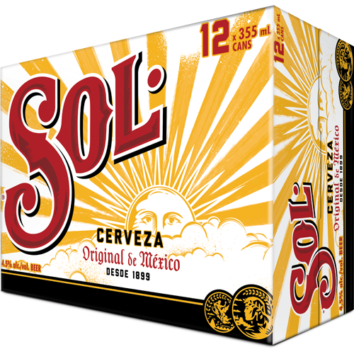 SOL Mexican Lager Beer 12x355 ml CANS, 12 PACK | Depanneur Laberge