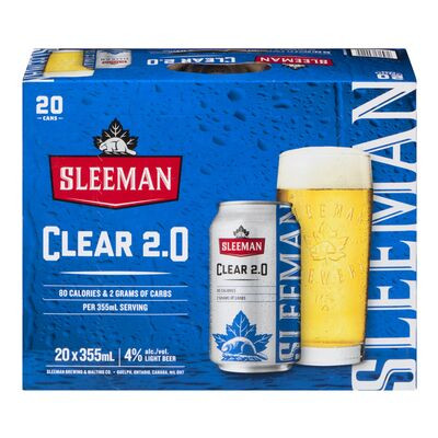 SLEEMAN Light Lager Beer, Clear 2.0 20x355ml | Depanneur Laberge