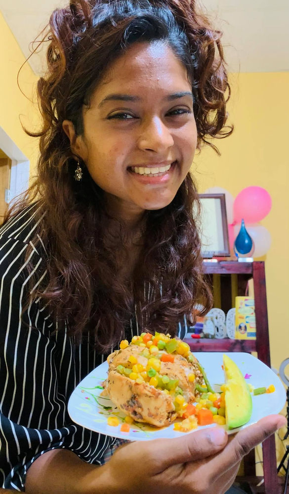 Chicken breast sliced stuffed corn salad