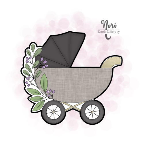 Floral Stroller Cookie Cutter - CN1402 | CC by Nori