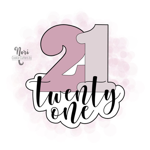 Number 21 Lettered Twenty one Cookie Cutter - CN0212 | CC by Nori